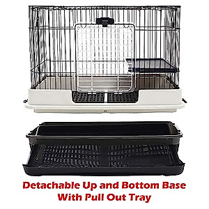 Large 5-Tiers Deluxe Indoor Outdoor Guinea Pig Chinchilla Ferret Squirrel Hedgehog Kitten Rabbit Bunny Hutch House Critter Habitat Casters (27 x 18 x 53H inches, Black)