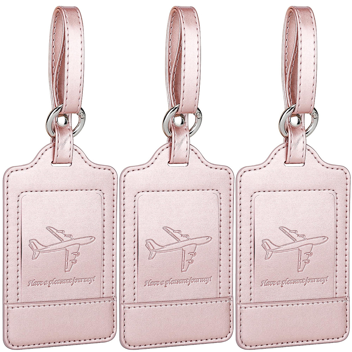 Teskyer Luggage Tags, 3 Pack Premium PU Leather Luggage Tags Privacy Protection Travel Bag Labels Suitcase Tags