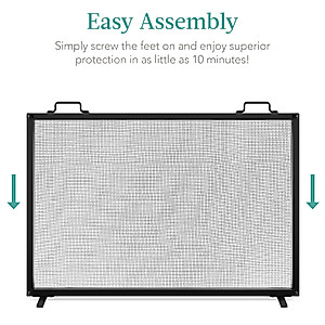 Best Choice Products 38x27in Single Panel Fireplace Screen Handcrafted Steel Mesh Spark Guard for Living Room, Bedroom Décor w/Handles - Black