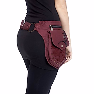 KPYWZER Waist Bag for Women Fanny Pack Renaissance Faire Festival Lace Chest Pack Hip Bum Bag with Adjustable Belt Travel Outdoors Maroon