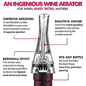 VINABON Wine Aerator Pourer Spout - Professional Quality 2-in-1 Attaches to Any Wine Bottle for Improved Flavor, Enhanced Bouquet, Rich Finish and Bubbles, No-Drip or Spill. Includes WineGuide Ebook