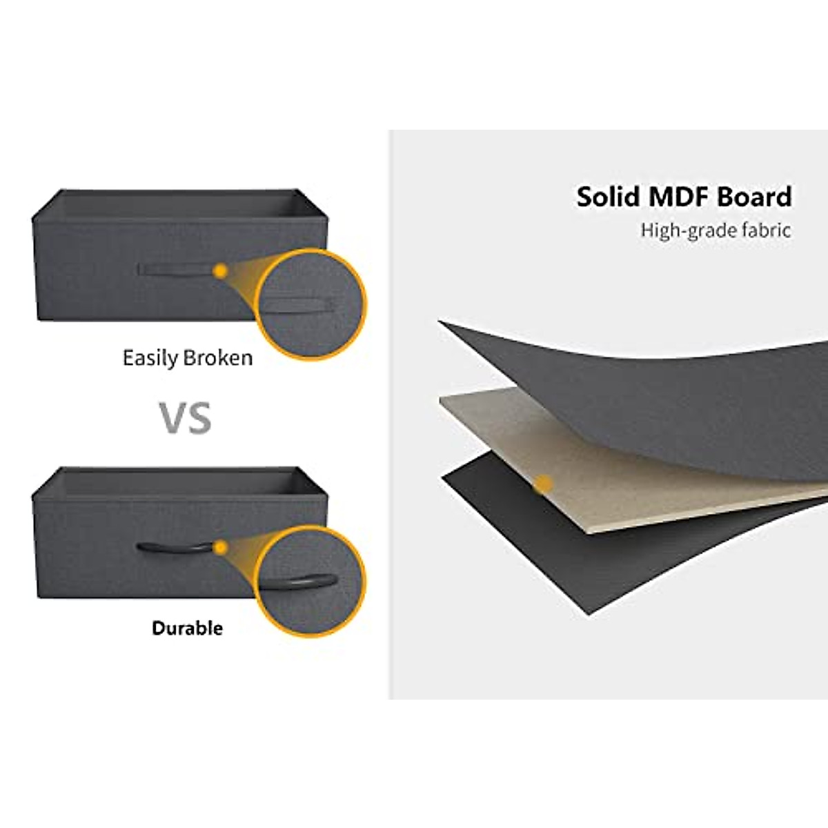 CubiCubi Dresser Nightstand for Bedroom, Small Kids Bedroom Fabric Tall Dresser 3 Drawer Storage Tower Organizer Unit for Hallway Entryway Closets, Steel Frame Wood Top, Black Grey