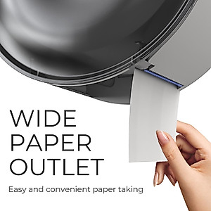 PLUSSEN Toilet Tissue Dispenser Wall Mount, Adhesive No Drilling Jumbo Roll Toilet Paper Towel Dispenser, 9 Inch Single Roll Toilet Paper Dispenser Key Lock, ABS Plastic, Black-PN51023