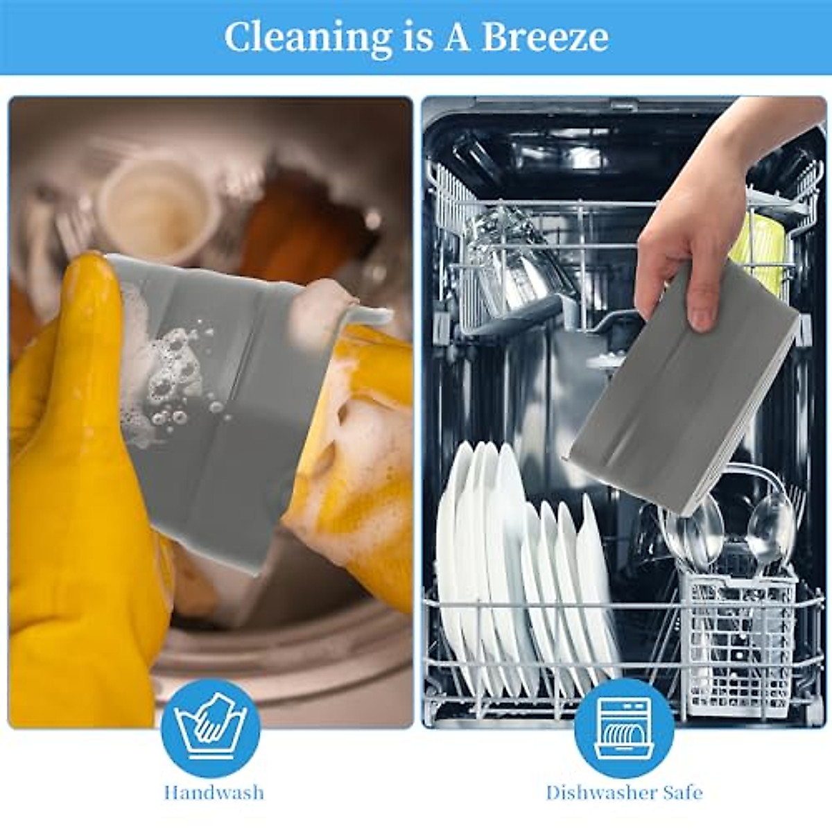 Slow Cooker Liners Divider, Crock Pot Liners Divider Insert Reusable Silicone Cooking Liner Dishwasher Safe, Fit 4QT to 5QT for Slow Cooker Crockpot, Grey