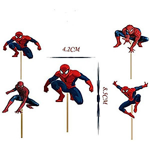 24PCS Spiderman Cupcake Toppers Spiderman Cake Toppers Spiderman. Happy Birthday Party Supplies Pet Cake Decorations for Spiderman fans, Kids Birthday Party