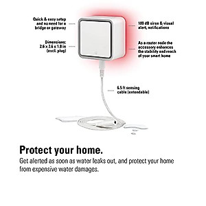 Eve Water Guard - Smart Home Water Leak Detector, 6.5 ft Sensing Cable, 100 dB Siren, (Apple HomeKit), App Notifications, Bluetooth, Thread
