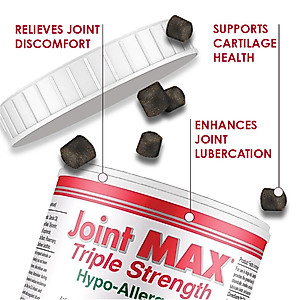 Joint MAX Triple Strength Hypo-Allergenic Soft Chews for Dogs - Hip and Joint Support Supplement with Glucosamine, Chondroitin, & MSM - Made in The USA - 120 Soft Chews