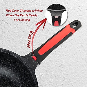 WINSDOM Wok Pan with Lid Aluminum Nonstick Frying Pan Skillet with Lid 11inch Induction Cookware Woks and Stir-fry Pan with Heat Indicator Dishwasher Safe