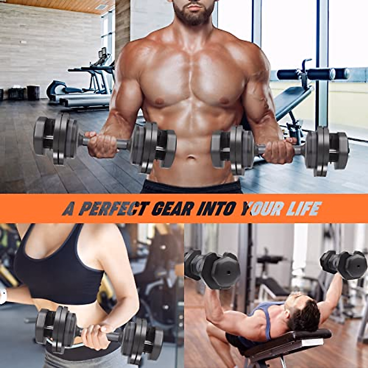 GIVIMO 30 lbs Adjustable Dumbbell Set of 2, Dumbbell Sets Adjustable Weights with Anti-Slip Fast Adjust Turning Handle for Men and Women, Dumbbells Pair for Home Gym Exercise,Black