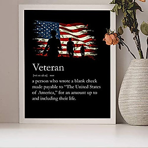 "Definition of a United States Veteran"-American Military Wall Art -8 x 10" Patriotic USA Flag Print-Ready to Frame. Home-Office-Garage-Bar-Shop Decor. Great Gift of Gratitude for Military-Veterans!