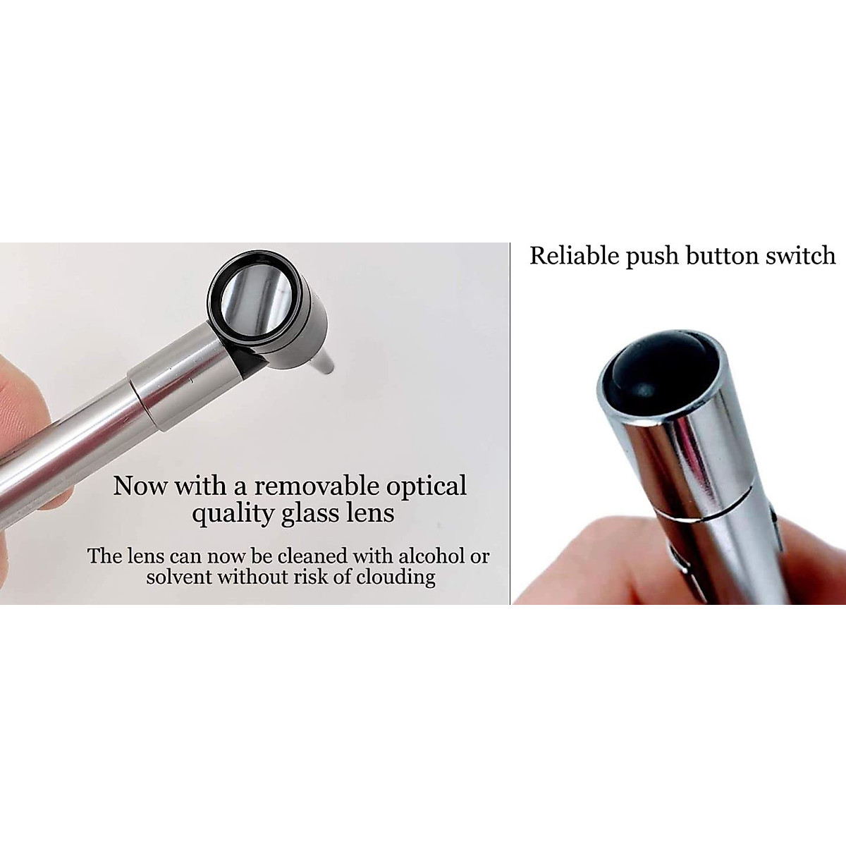 Third Generation Dr Mom Slimline Stainless LED Pocket Otoscope with an Optical Quality Glass Lens and Hard Plastic Travel Hard Case - Silver