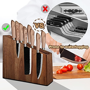 Uniharpa Wooden Magnetic Knife Holder,Universal Knife Holder & Organizer Stand With Strong Magnets,Space Saver Knives Holder