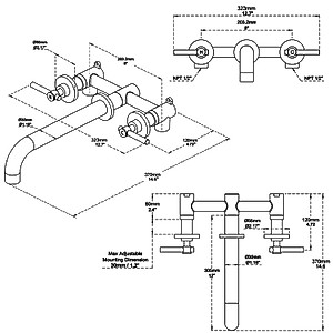 DEOKXZ Bathtub Faucet Wall Mounted Brass Gold, Double Handle Brushed Gold Bathroom Faucet, Extra Long Spout High Flow with Thick Valve