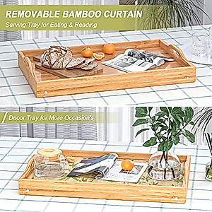 Bamboo Bed Tray Table, Breakfast Tray w/Removable Bamboo Mat & Folding Legs & Handles, Bed Trays for Eating & Reading…