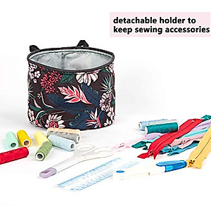 PACMAXI Sewing Machine Accessories Storage and Pad Set, Water-Resistant Floral Sewing Accessories Organizer