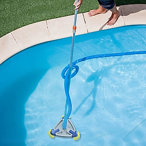 AgiiMan Pool Vacuum Head for Above Ground Pools, Inground Pool Vacuum Head with Swivel Hose Connection and EZ Clip Handle, Clean Corners - Safe for Vinyl Pools, Yellow