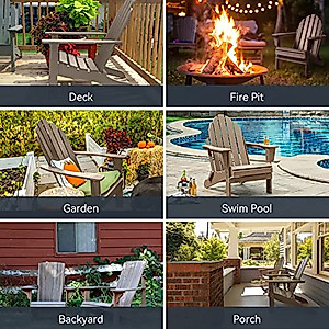 Classic Folding Adirondack Chair, Weather Resistant Patio Seating, Heavy Duty Poly Plastic Outdoor Chairs, Deck Fire Pit Garden Lawn Backyard Porch Chairs - Easy Assemble - Brown