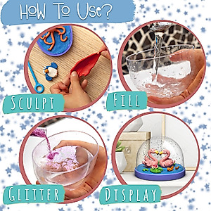 Kipipol Snow Globe Making Kit for Kids - Make Your Own Snow Globes for Girls w/ 4 DIY Snowglobe, 5 Figures, 20 Packs of Modeling Clay for Kids for Sculpting - Arts and Crafts for Girls & Boys 8-12-4-8