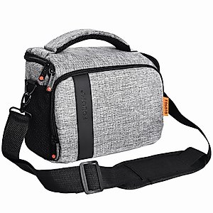 FOSOTO Compact SLR/DSLR Stylish Camera Bag Case Compatible for Nikon P900 B500 D3500 D5600 D7500, Canon EOS T6 T7i T5 4000D 80D, Sony A73 Mirrorless Camera Shoulder Case Waterproof Rain Cover (Gray)