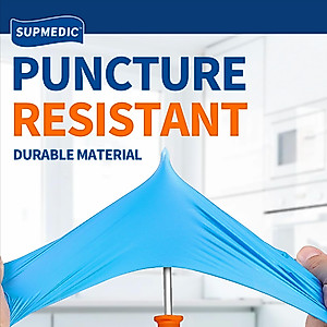 Supmedic Medical Nitrile Exam Gloves, Latex-Free, Powder-Free, Food Safe, Cooking Food Prep, Disposable Gloves, Blue, 100 Pcs (Small)