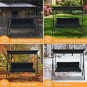 lsxlkha Bench Cushion Porch Swing Cushions Outdoor, Patio Chair Cushions High Back, Waterproof Bench Cushion 60 inch Thicken Swing Replacement Cushions for Outdoor Furniture (Black 60x40in)