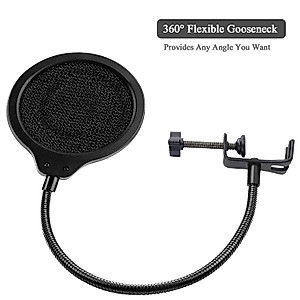 Yeti Nano Mic Pop Filter - 4 Inch 3 Layers Windscreen with Flexible 360° Gooseneck Clip for Blue Yeti Nano Microphone to Improve Sound Quality by YOUSHARES