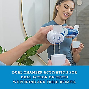 GuruNanda Dual Barrel Oxyburst Whitening Mouthwash - Contains Hyrodgen Peroxide to Promote Whiter Teeth - Alcohol & Fluoride Free Rinse with 100% Natural Essential Oils, Wild Mint Flavor - 20 Flz Oz