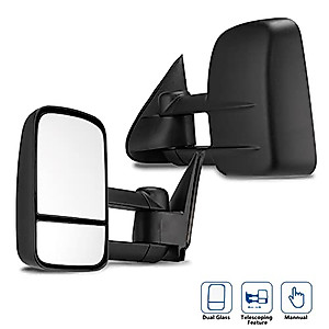 MOTOOS Towing Mirrors Replacement for 1999-2007 Chevy Silverado GMC Sierra 1500 2500 3500 Pickup Truck Manual Telescoping Folding Rear View Left Right Driver and Passenger Side Tow Mirrors Pair