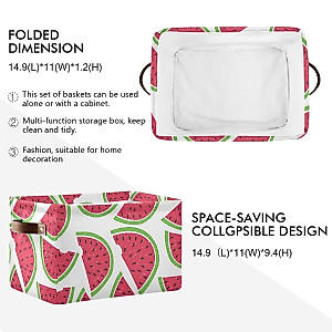Rectangular Storage Bin Patron Sandia Watermelon Basket with Handles - Nursery Storage, Laundry Hamper, Book Bag, Gift Baskets