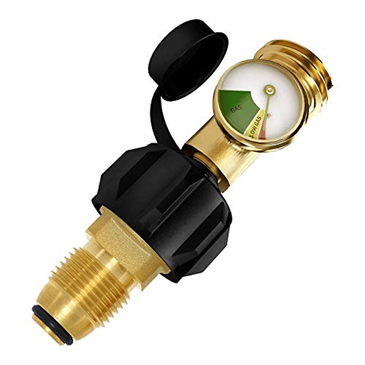 MCAMPAS Propane Gauge Adapter with QCC1/ Type1 and 100lbs Tank POL Regulator Adaptor Pack Kit, Level Indicator Leak Detector Pressure Meter for RV Camper, Cylinder, BBQ Gas Grill, Heater.Fire Pit