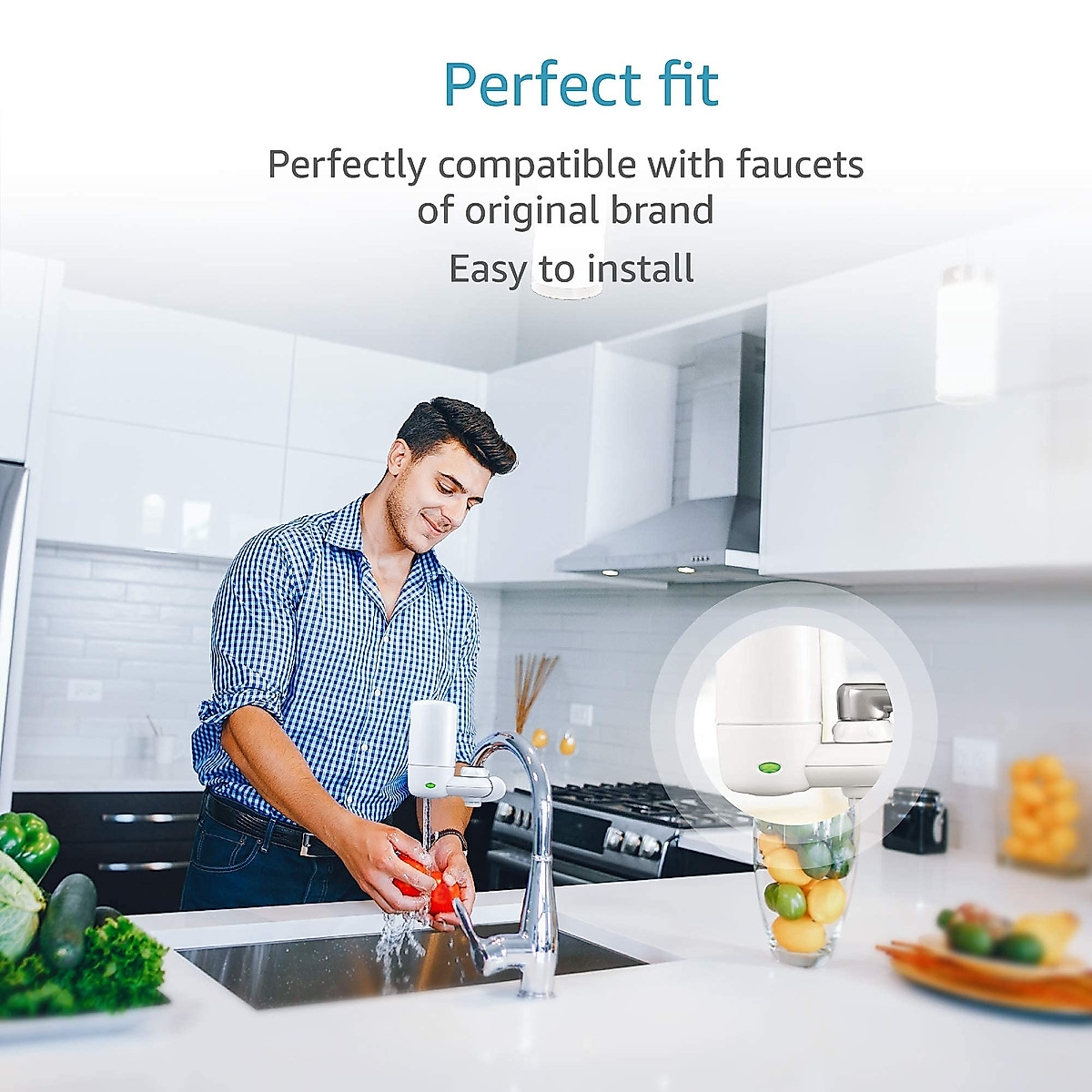 AQUA CREST Faucet Filter Replacement, Replacement for Brita Faucet Filter, Brita 36311 On Tap Water Filtration System, Brita FR-200, FF-100 Replacement Filter, White (Pack of 6)