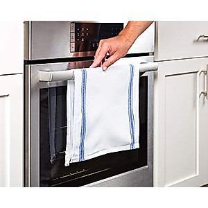 Aunti Em's Kitchen Dish Towels Set (13 Pack) for Kitchen Decor Super Absorbent 100% Natural Cotton Zero-Lint - 25.5 x 15.5 Inch (13-Pack Red, Green & Blue Stripes)