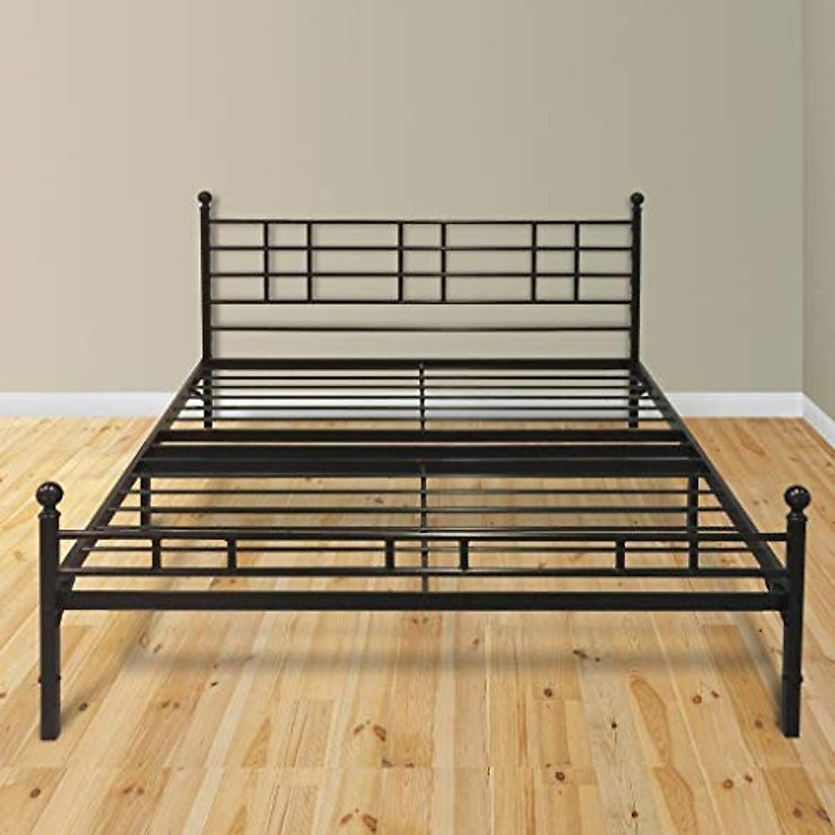 Mellow Allston-Metal Platform Bed with Built-in Slats & Headboard Patented Bifold Easy Assembly, TwinXL, Black