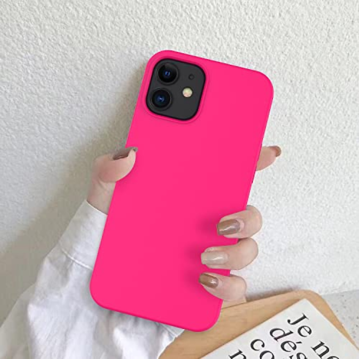 DEENAKIN iPhone 12 Mini Case with Screen Protector,Soft Flexible Silicone Gel Rubber Bumper Cover,Slim Fit Shockproof Protective Phone Case for iPhone 12 Mini 5.4" Hot Pink