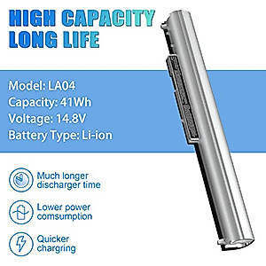 VNYUNQWE 776622-001 Battery Replacement for HP Spare 776622-001 Laptop Battery LA04 728460-001 752237-001 15-1272WM 15-N210DX HSTNN-UB5M TPN-Q130 TPN-Q131 Pavilion 14 15 TouchSmart Series