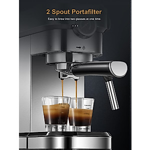 Yabano Espresso Machine, 15 Bar Fast Heating Espresso Coffee machine with Milk Frother Wand for Cappuccino, Large Water Tank, 1350W Automatic Espresso Latte Maker for Home