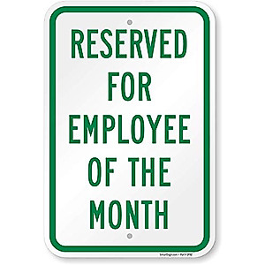 SmartSign - K-7744-P-PE-12x18-D1 "Reserved for Employee of the Month", Parking Sign | 12" x 18" Plastic Green on White