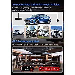 JOMISE Mirror Dash Cam with Detached Dual Camera,11" Full HD 1080P Front and Rear View Mirror Camera,Back up Cameras for Cars and Trucks,Night Vision,Parking Monitor, Free 32GB Card & GPS T860S