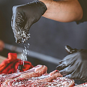 Titentech Black Gloves Disposable Latex Free Medical Examination Nitrile Gloves, 5 Mil Powder Free, Mechanic, Medical, Food, Case of 1000, Large