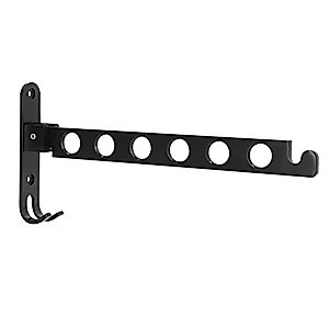 TOPINCN Folding Clothes Hanger Folding Hanger Rack Closet Organizer Laundry Drying Rack Black Wall Mounted 6 Holes 103° Clothe Hanger Wall Wall Hanging Rack Foldable for Wall