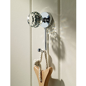 Richelieu Hardware RH5330201101140 4 1/16-inch (103 mm) Contemporary Metal Coat Hook, Chrome and Crystal Finish