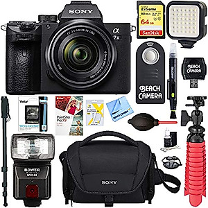 Sony a7III Full Frame Mirrorless Interchangeable Lens Camera with 28-70mm Lens + 64GB Memory & Flash a7III Accessory Bundle