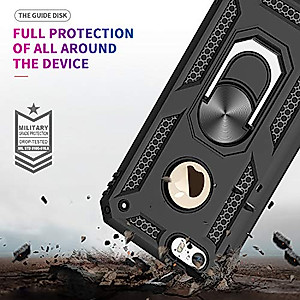 LeYi Compatible for iPhone se Case 2016 (Not Fit 2020), iPhone 5s Case, iPhone 5 Case, Armor Full-Body Phone Cover Case with 360 Degree Rotating Holder Kickstand for iPhone 5/5s/se, Black