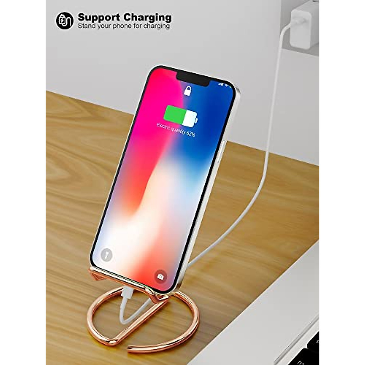 XUNICUTE Cell Phone Stand, Phone Stand for Desk, Office Portable Cute Cell Phone Holder, Compatible with All Mobile Phone, iPhone, iPad, Switch, Tablet 4-6.5'' Desk Accessories (Rose Gold)