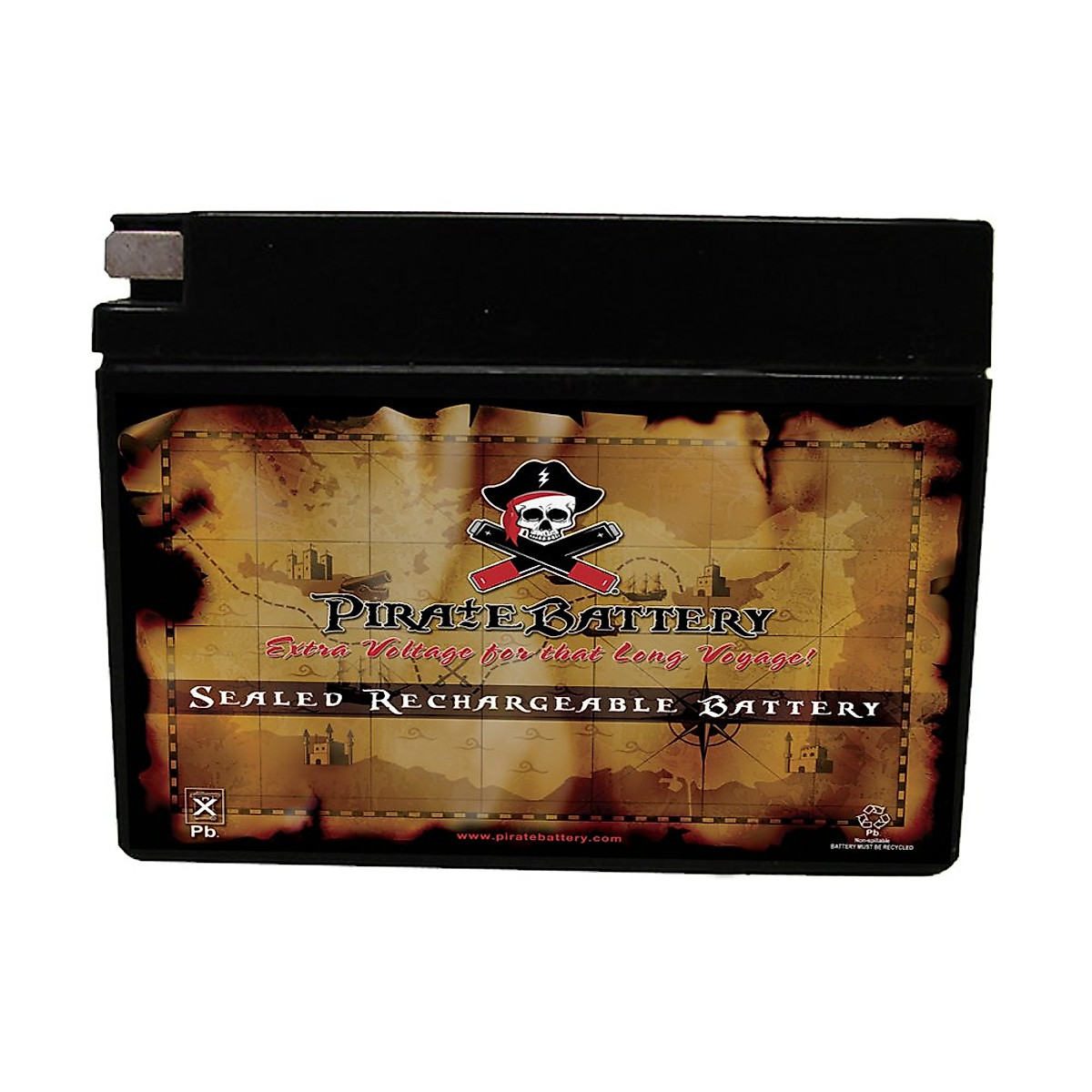 Pirate Battery 4B-BS Maintenance Free Replacement Battery for Suzuki and Yamaha Motorcycle: 12 Volts, 3 Amps, 2.3 Ah, Tab Terminal