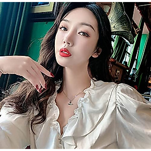 Punk Heart Y2K Saturn Necklace - 5 Colors Available Fashion Baroque Rhinestone Love Heart Saturn Planet Pendant Necklace Jewelry (White necklace)