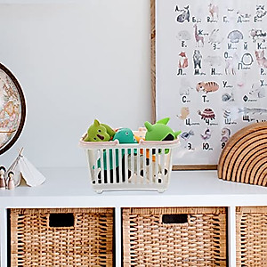 jojofuny 12pcs Desk Classroom for Organizer Handles Kids Plastic Snacks Sundries White Favors Party Desktop Office Pretend Baskets Small with Tote Compact Handle Grocery Portable