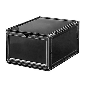 Toyvian Entryway Shoe Storage Bench Shoe Box Shoe Storage Boxes Magnetic Folding Stackable Shoes Cases Organizer Bins Container for Home Shop Black Shoes Container