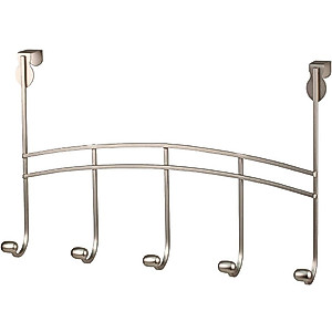 Spectrum Diversified Duchess 5 Door Hooks for Closet, Bathroom & Laundry Room, Jacket & Towel Rack, Clothes Hanger for Small Spaces, Satin Nickel