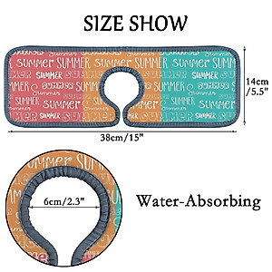 Kitchen Faucet Mats 4 Pieces Summer Funny Letters Absorbent Faucet Sink Splash Guard Bathroom Counter and RV,Faucet Counter Sink Water Stains Preventer